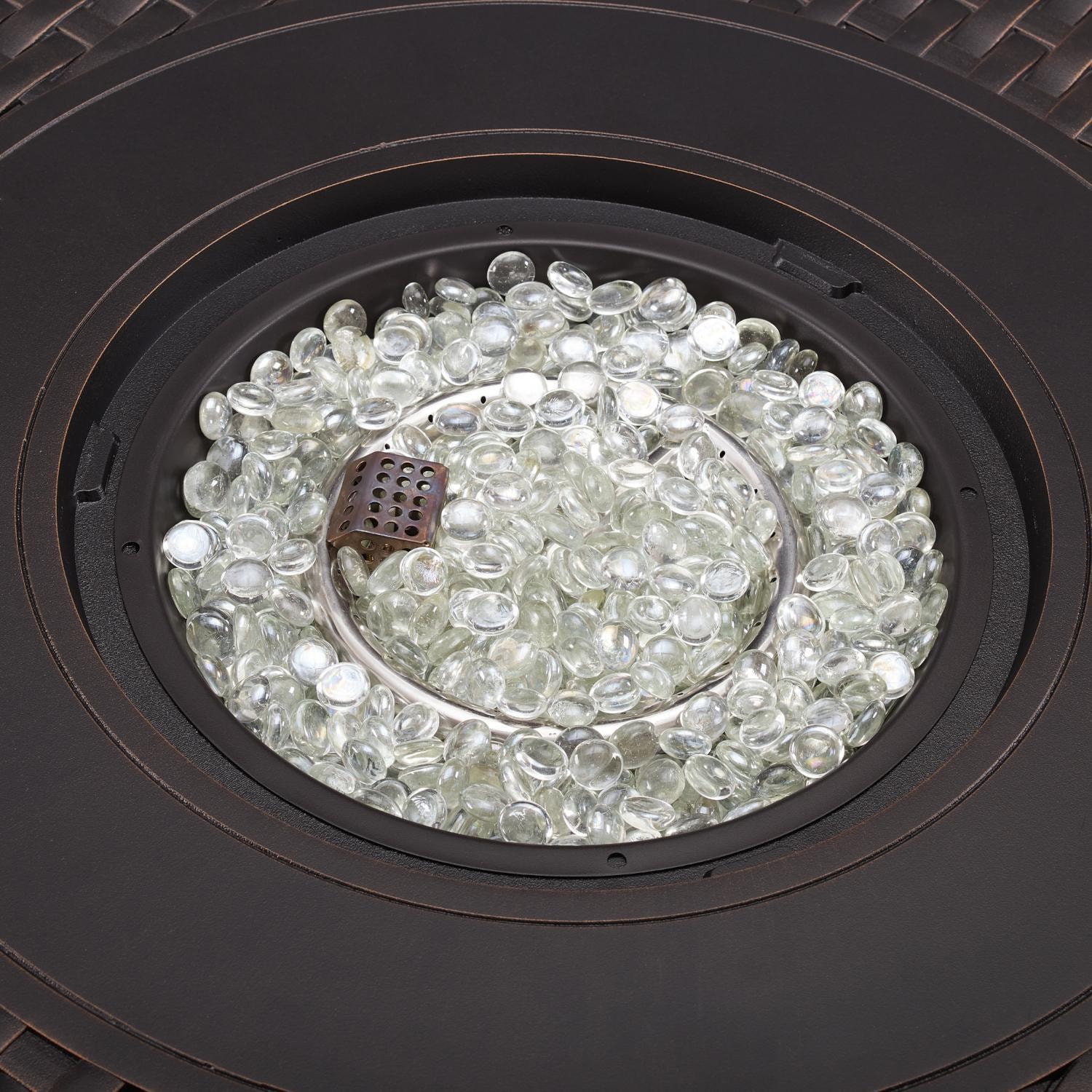 Welcome View 34 Inch Round Aluminum Natural Gas Fire Pit Table in ...