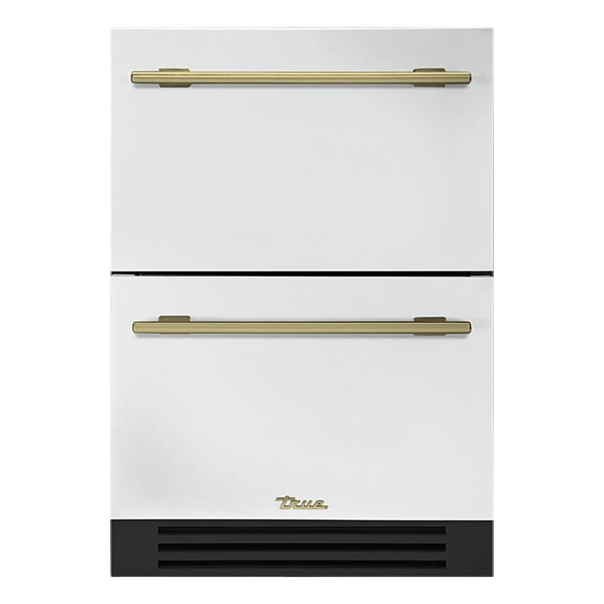 True 24 Inch 4.2 Cu. Ft. Outdoor Freezer Drawer - Matte White w/ Brass ...