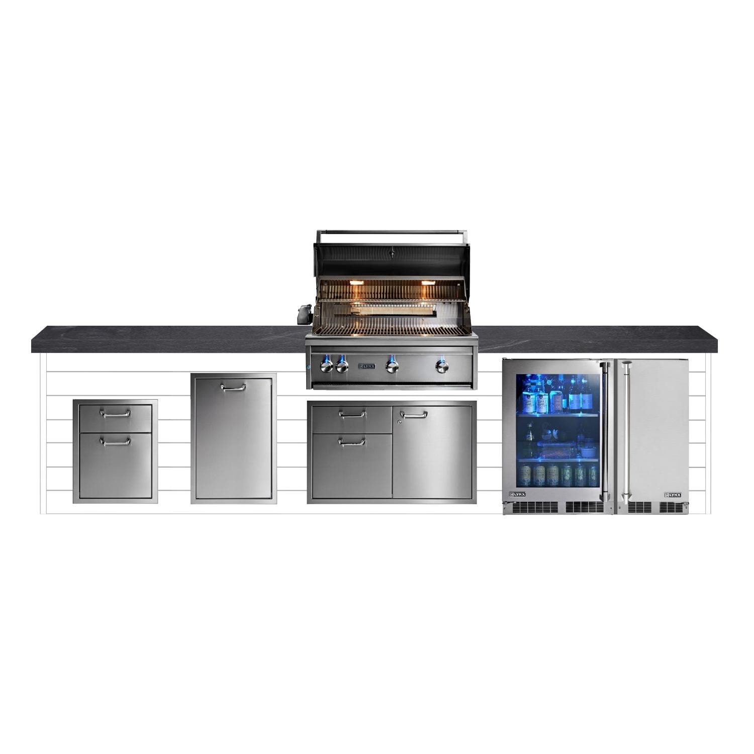 BBQGuys Signature 12ft Luxury Outdoor Kitchen w/ Lynx Professional 36 ...