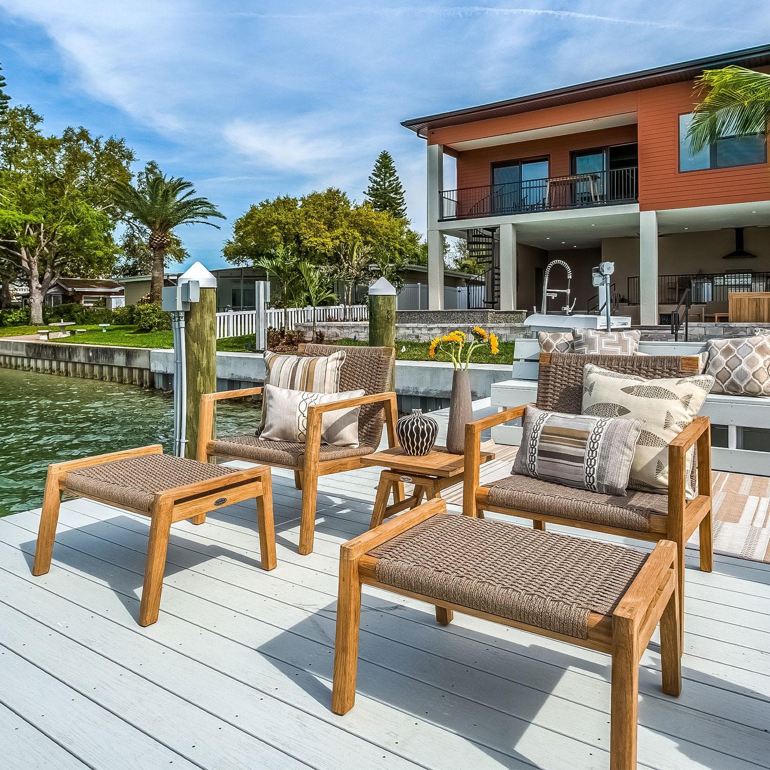 Admiral Teak Ottoman in Brown Sand by Royal Teak Collection : BBQGuys