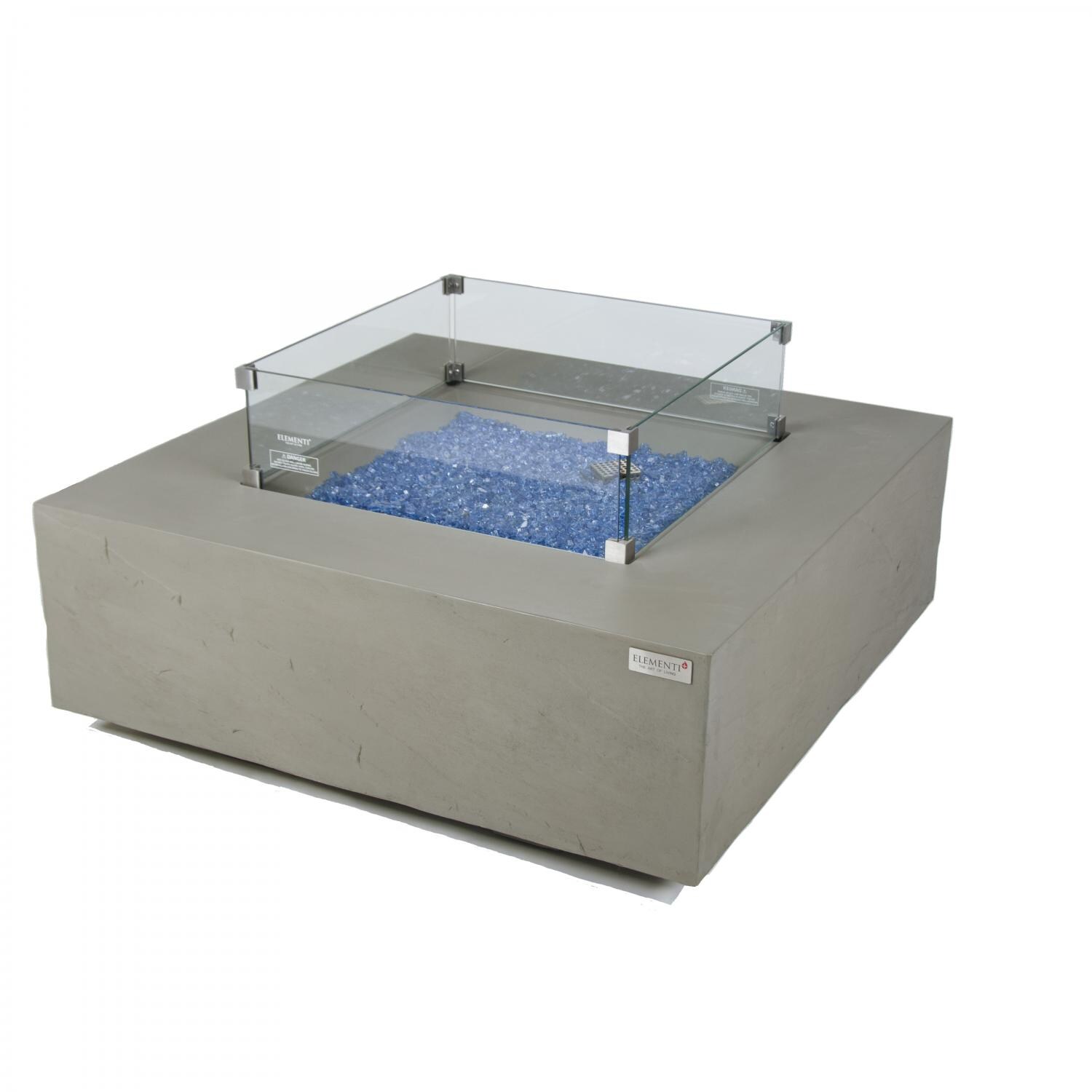 Capertee 40 Inch Square Concrete Natural Gas Fire Pit Table in Gray By Elementi : BBQGuys