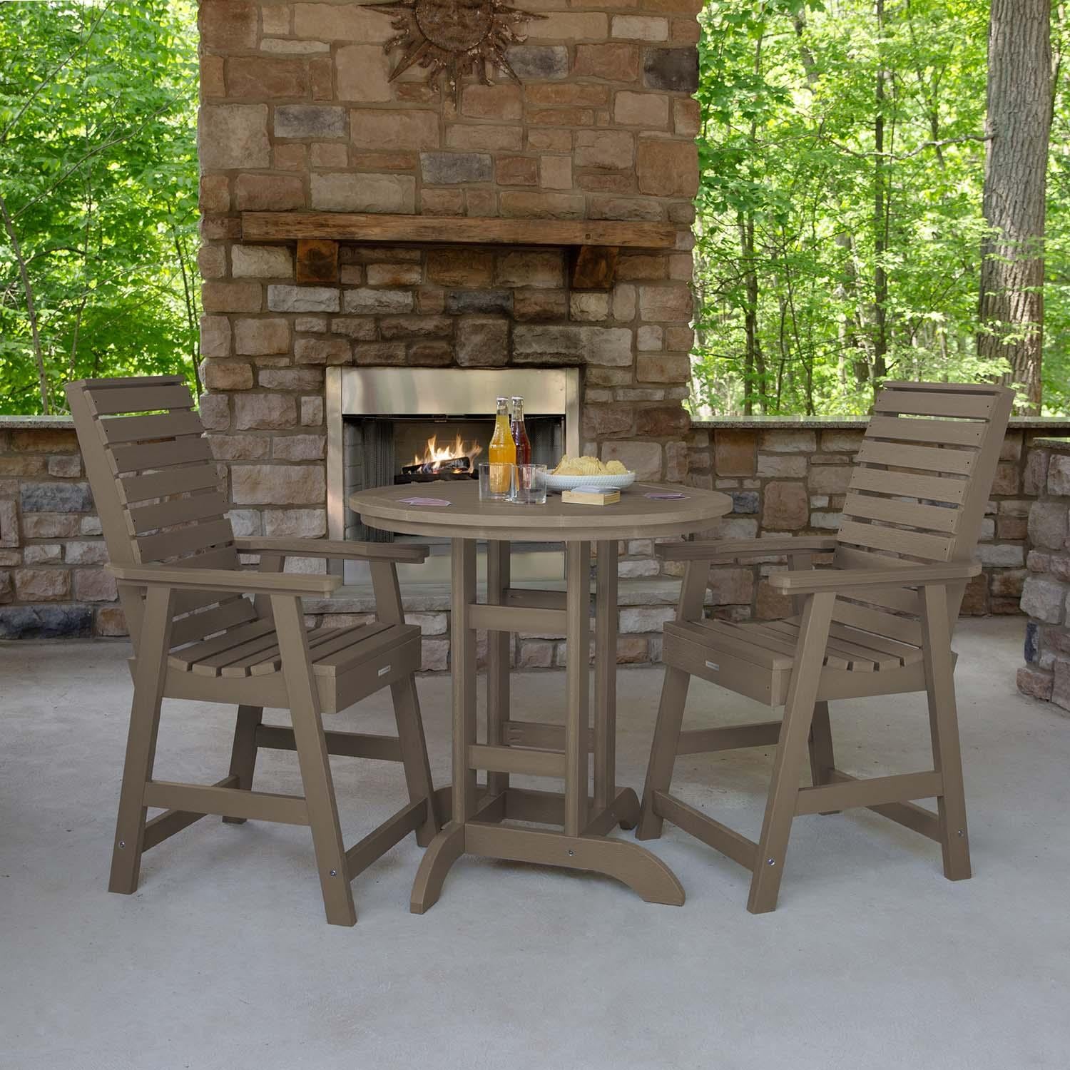 Elm Pointe 3 Pc Recycled Plastic Round Counter Dining Set in Woodland ...