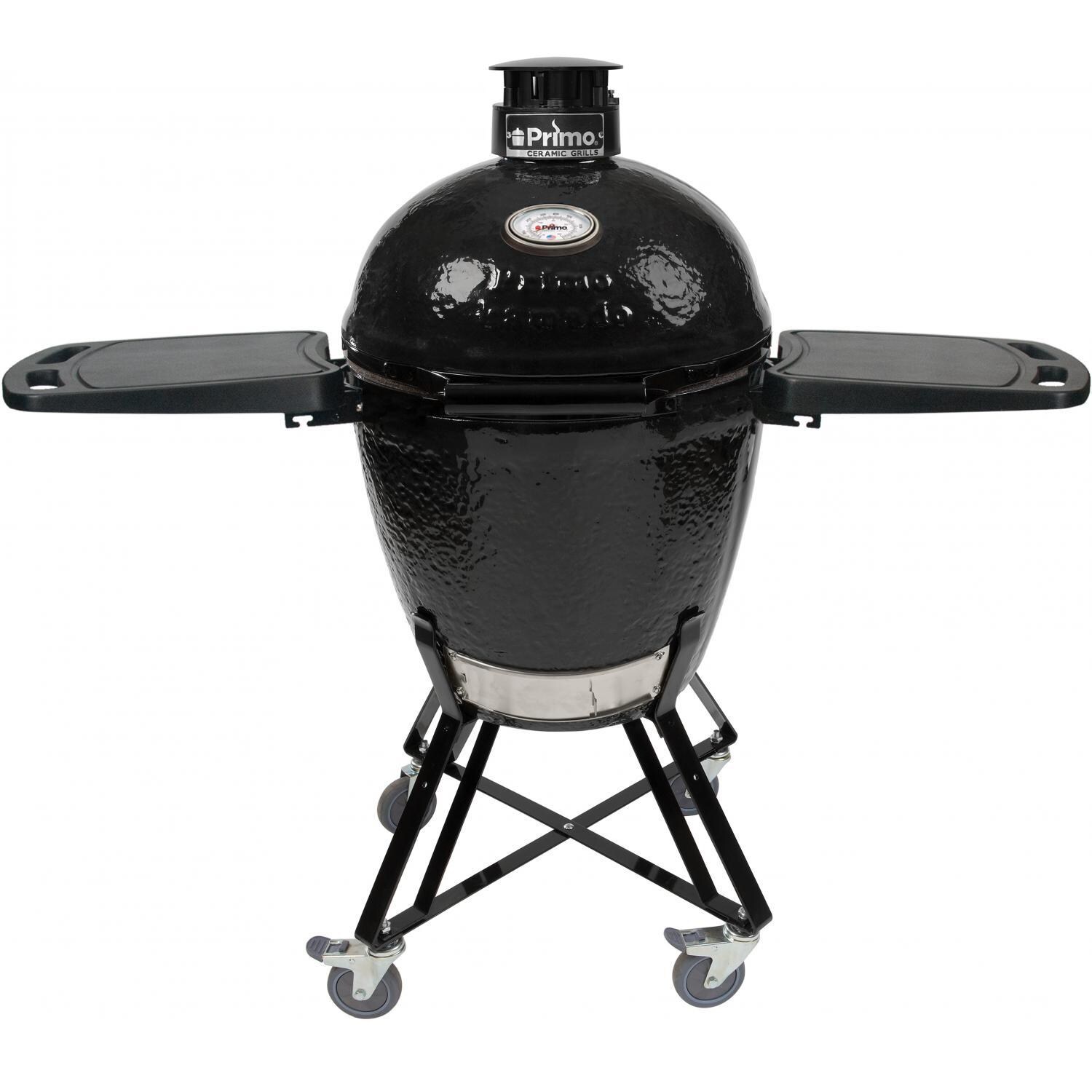 Primo All-In-One Round Ceramic Kamado Grill With Cradle & Side Shelves ...