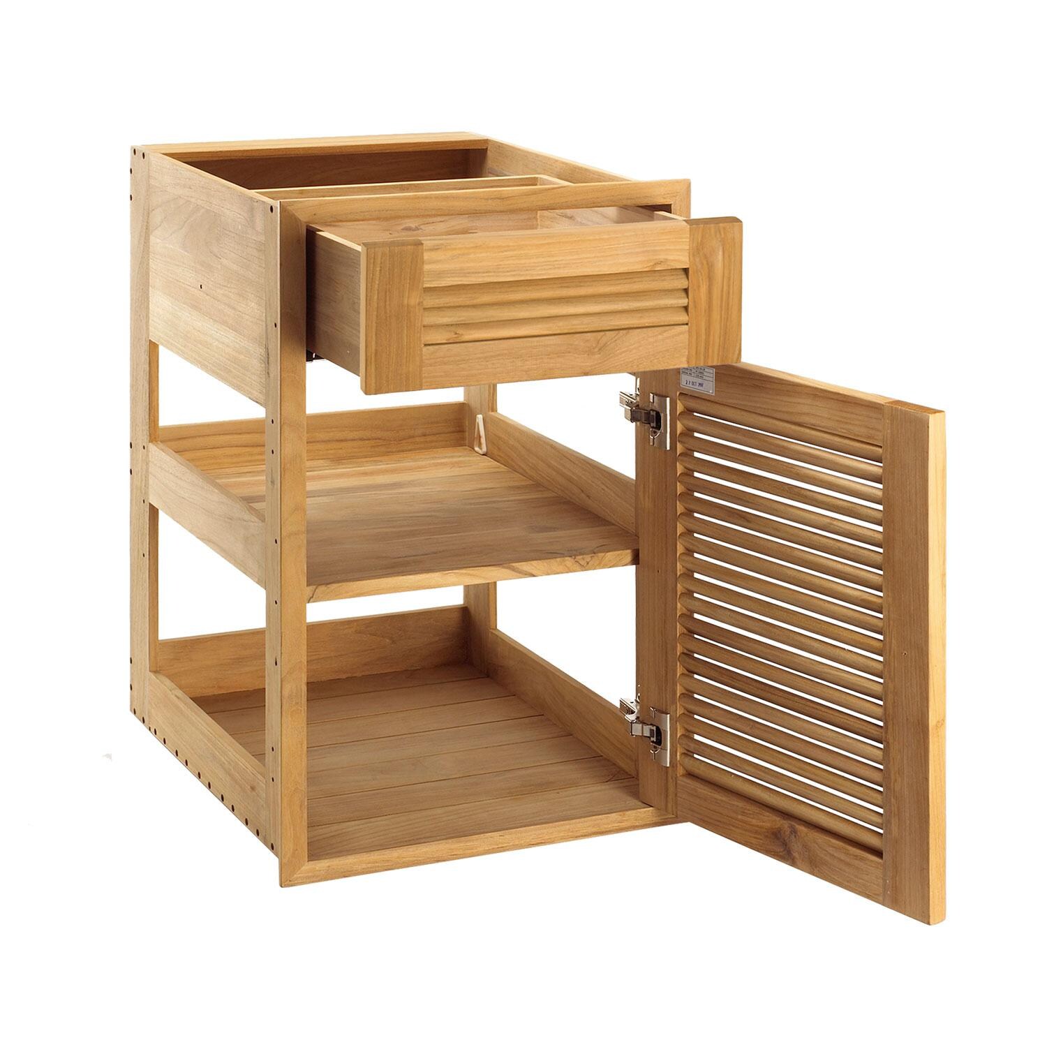 Pacific Teak Millworks 18 Inch Louvered Drawer/Door Combo W/ Shelf ...