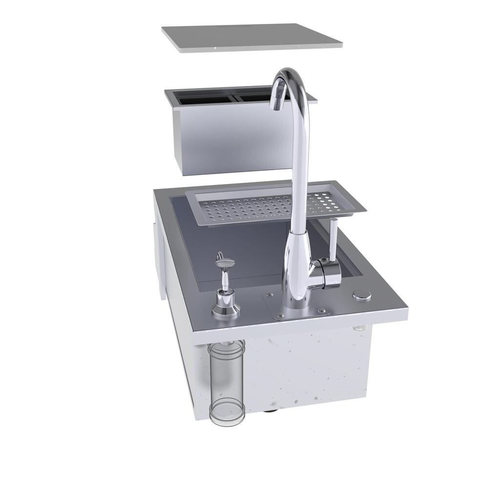 Sunstone Ruby Series 14-Inch Bar Sink Cocktail Center Insulated Ice ...