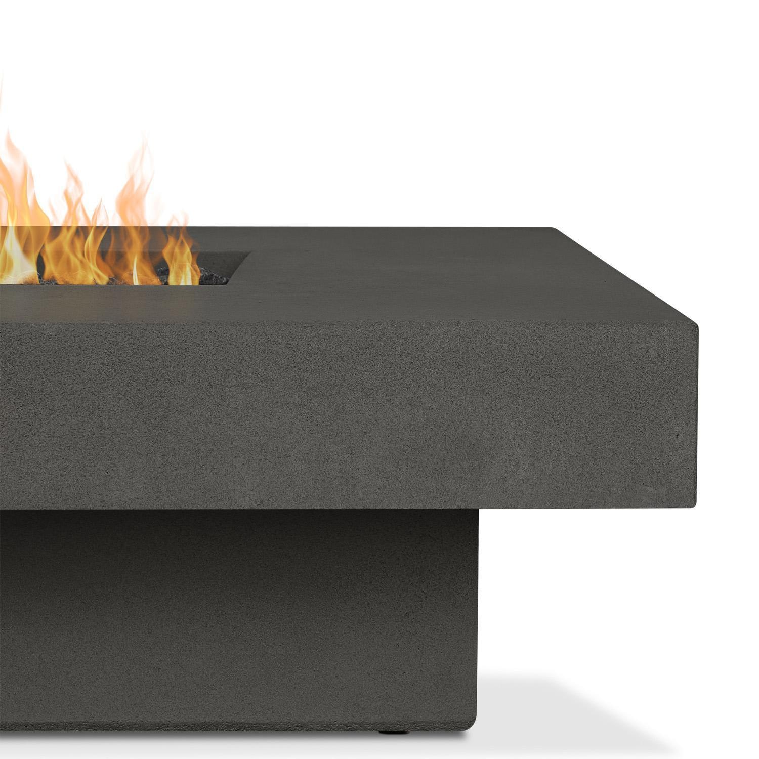 Hickory Bay 60 Inch Rectangular GFRC Natural Gas Fire Pit Table in ...
