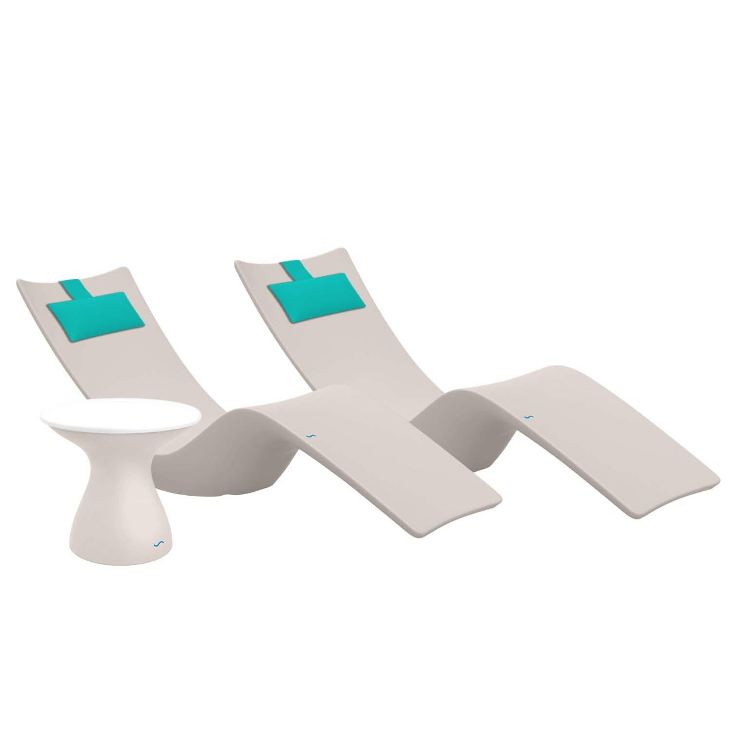 Ledge Lounger Autograph Chaise Lounge (Set of 2) W/Side Table - Cloud W ...