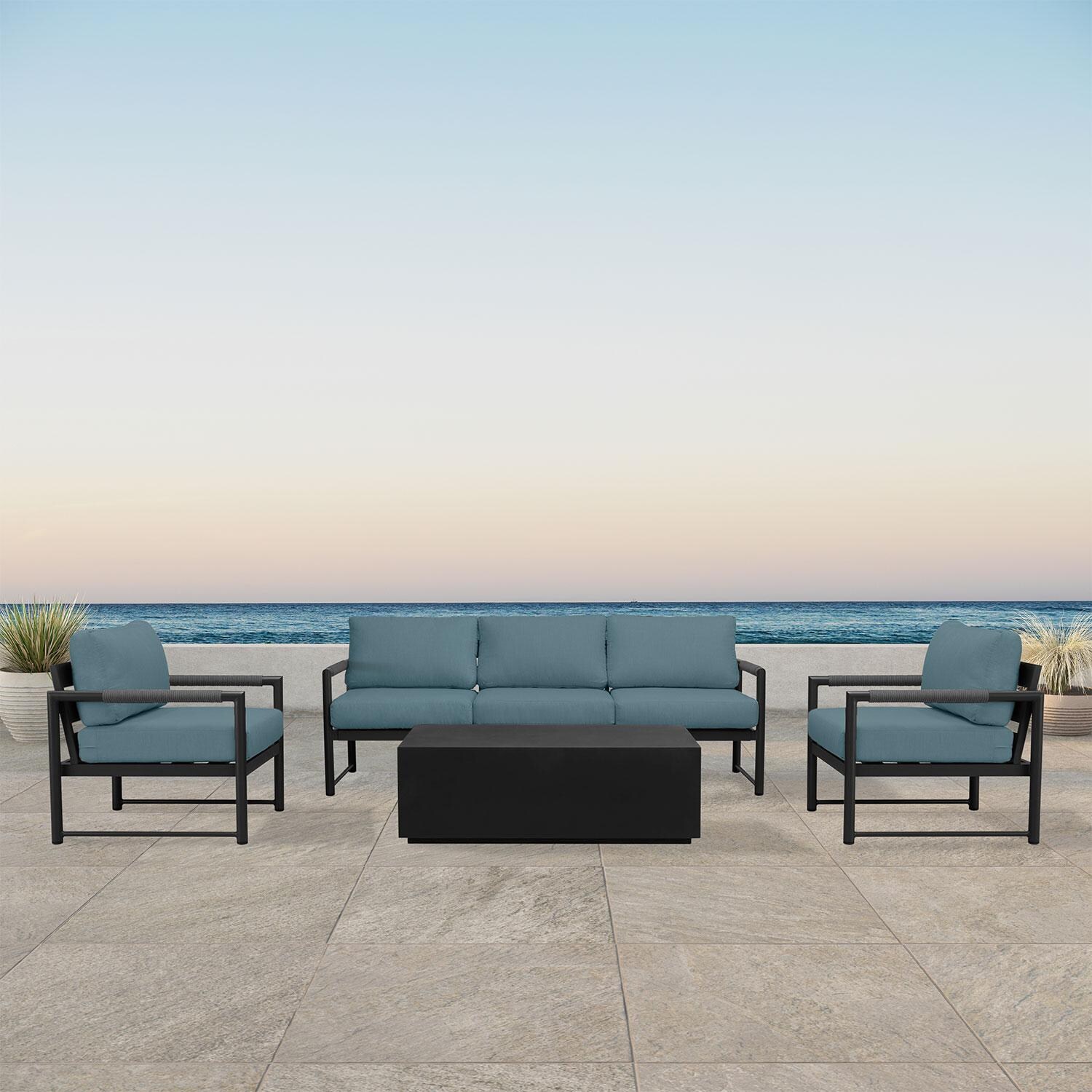 Lakeview Avenue Bay Slack /Carbon 3 Pc Sofa Set - Cast Lagoon : BBQGuys