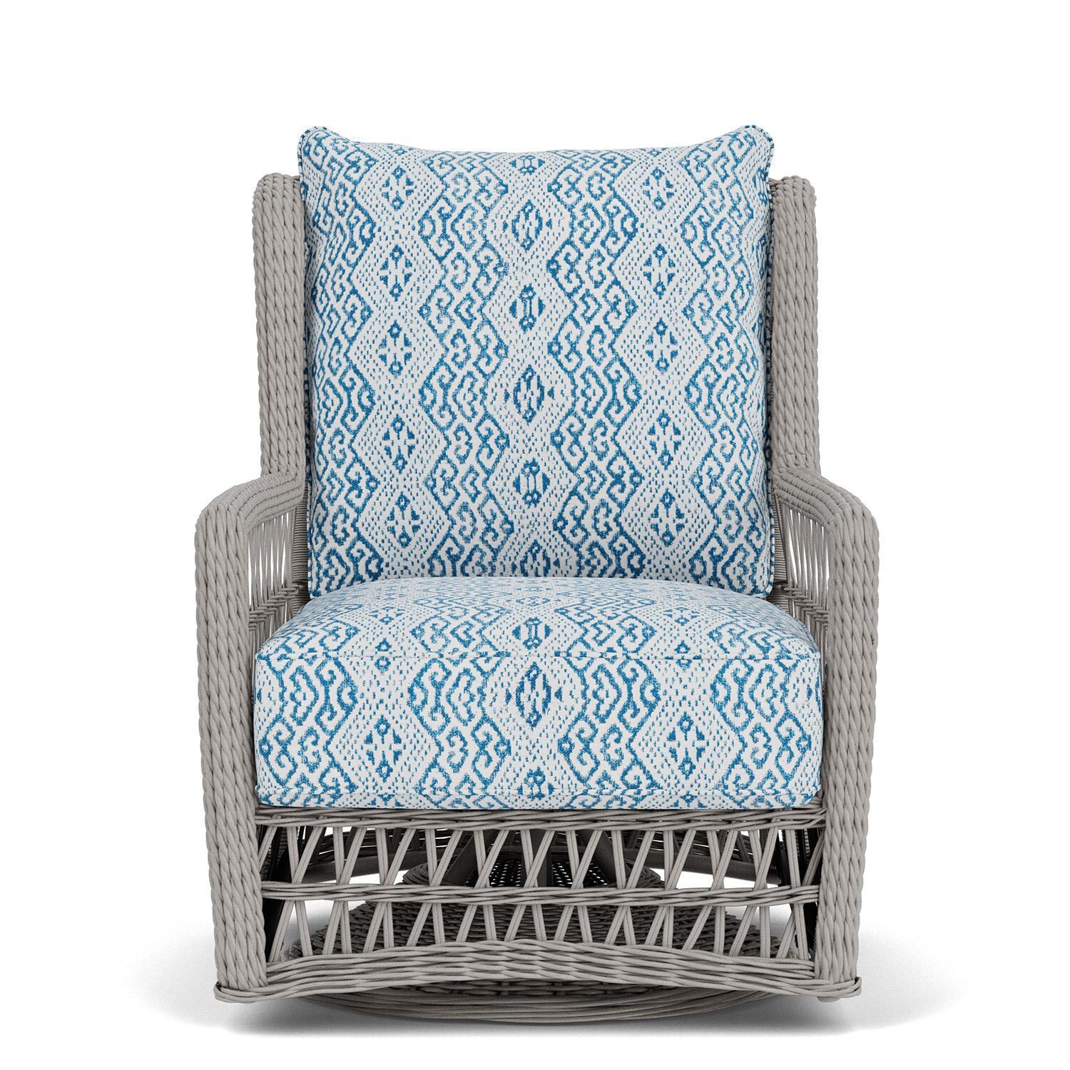 Mackinac Wicker Club Chair w/ Swivel Gliders & High Back in Putty/Aman ...