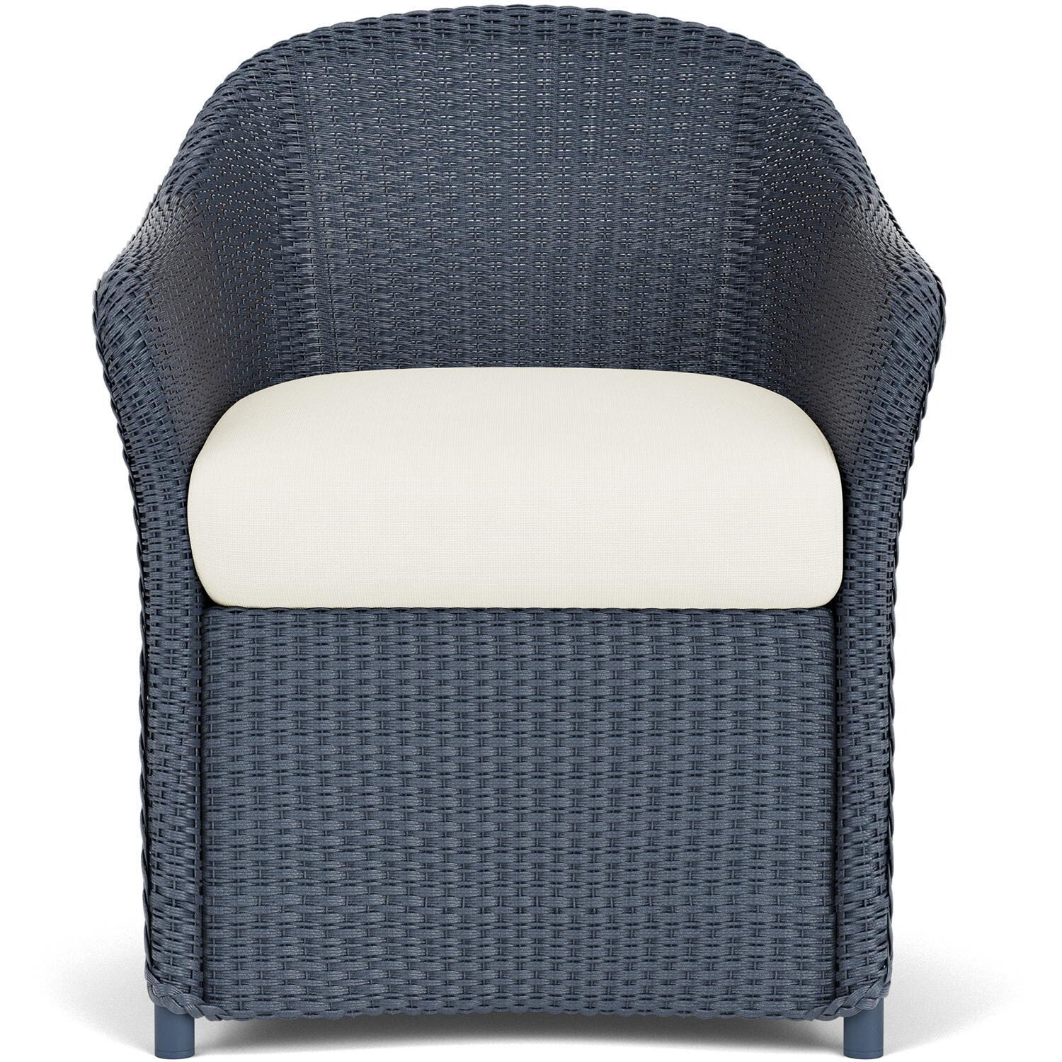 Weekend Retreat Wicker Dining Arm Chair in Denim Blue/Sailcloth Salt By ...