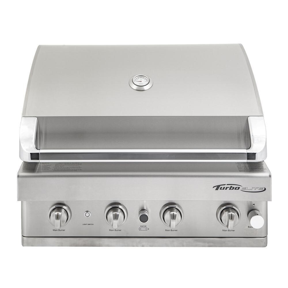 Turbo Elite 32-Inch 4-Burner Built-In Natural Gas Grill With Rear ...