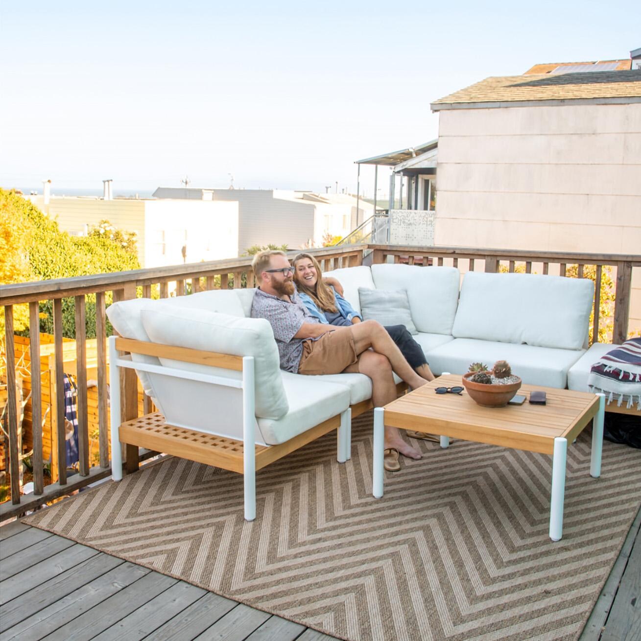 Carolton 6 Pc Aluminum Seating Set in White By Lakeview Outdoor Designs ...