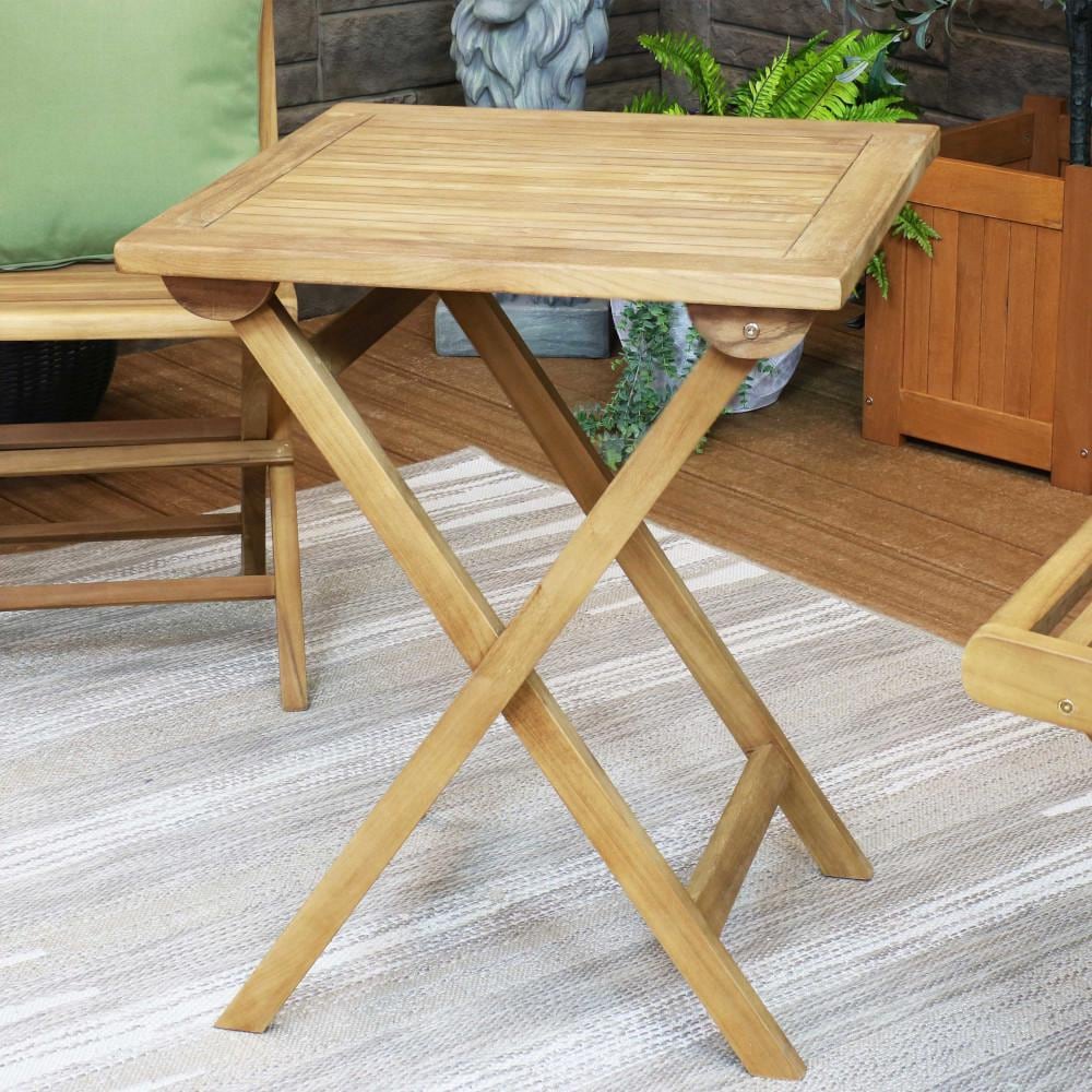 Ultimate Patio Small Wooden Folding Table - Casual Square Teak - 24 ...