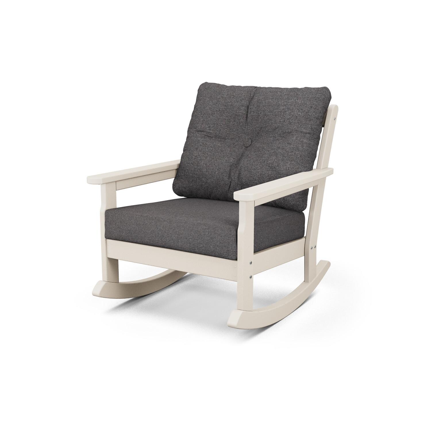 POLYWOOD Vineyard Deep Seating Rocking Chair - Sand / Ash Charcoal ...