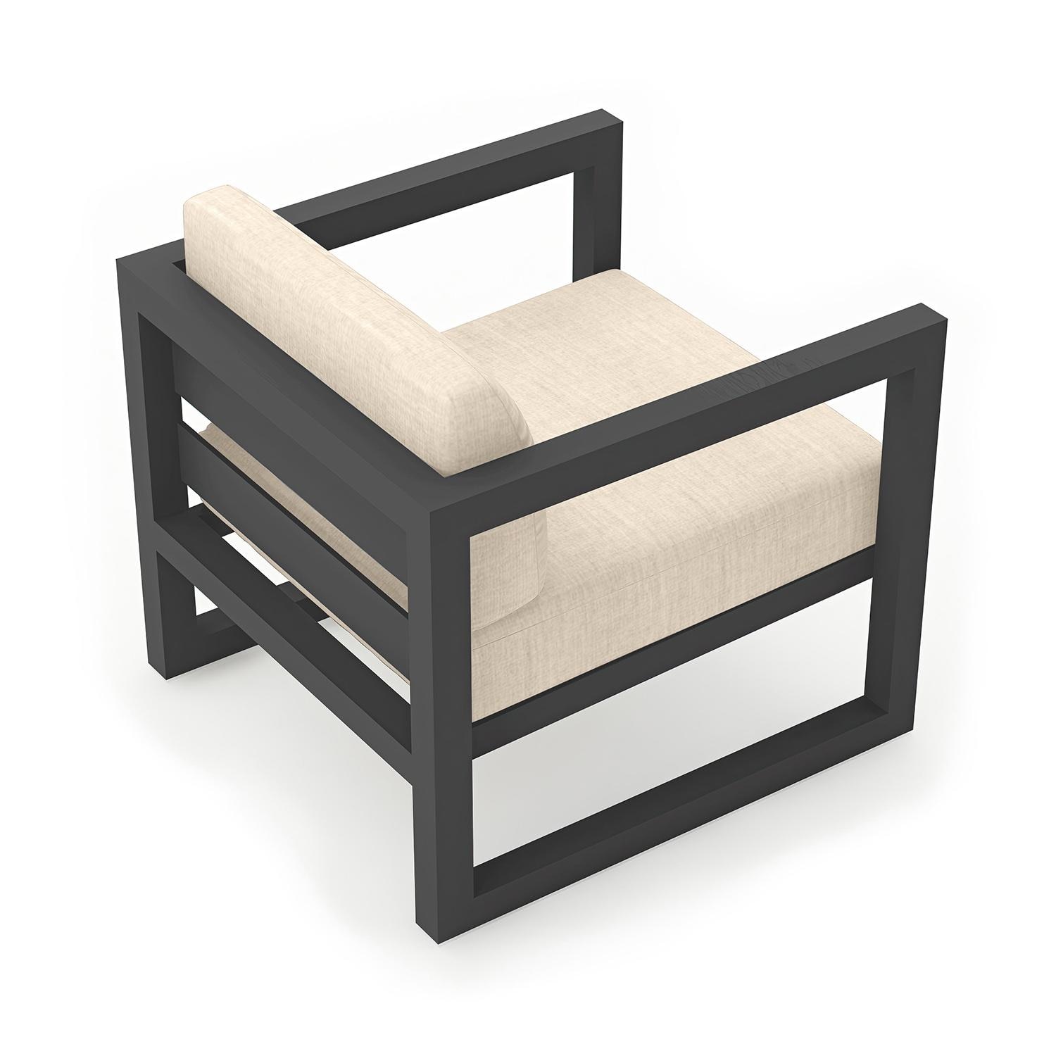 Misty Cove Aluminum Club Chair in Slate W/ Canvas Flax Cushions By ...