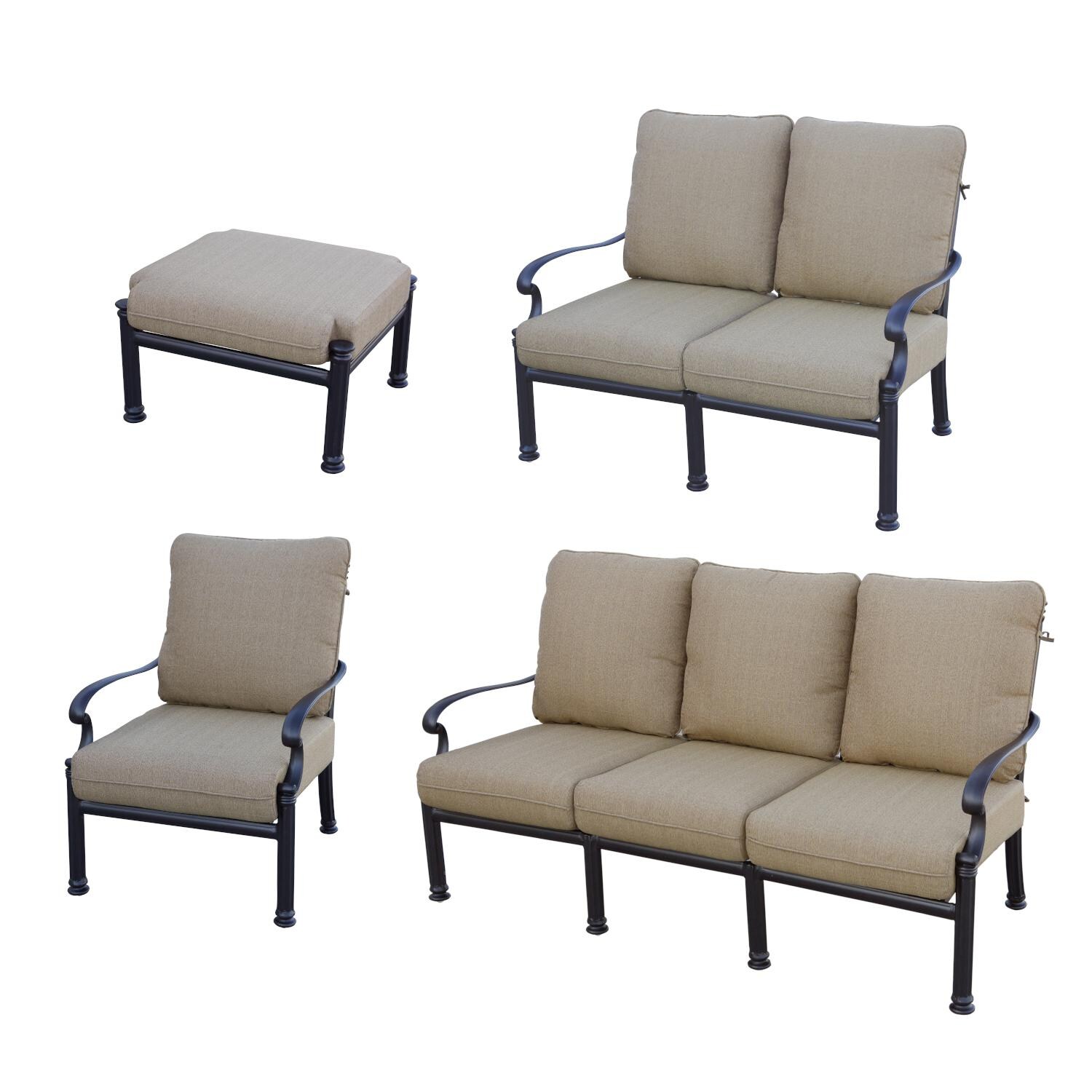 Darlee Santa Barbara Replacement Deep Seating Cushion Set - Sesame ...